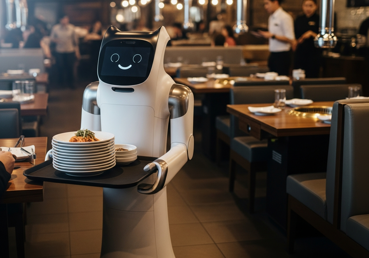 Robot server delivering food